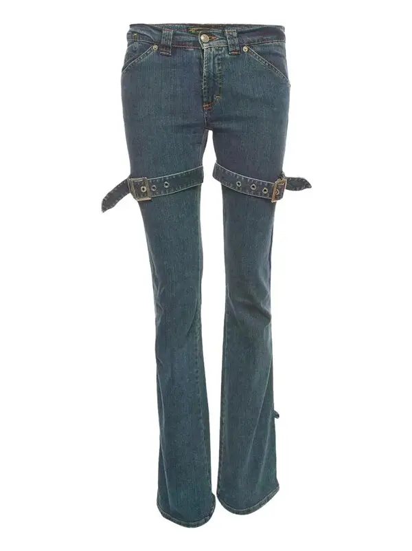 Versace Thigh-strap Flared Jeans - Blue