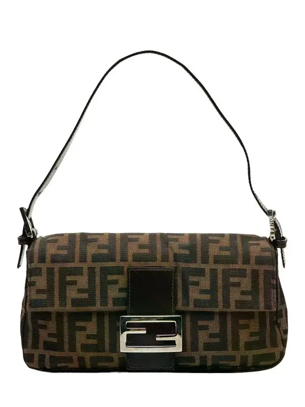 Fendi Zucca Canvas Baguette Shoulder Bag - Brown