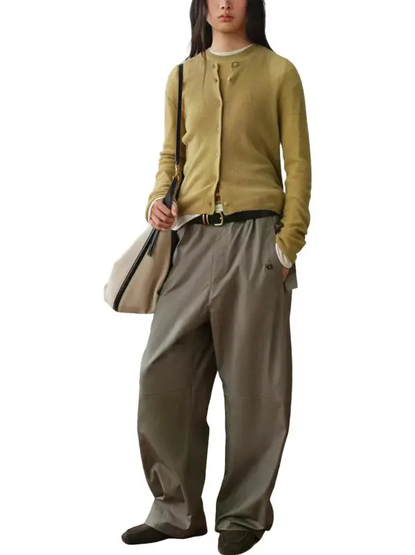 LESS Cotton Barrel-leg Trousers - Grey