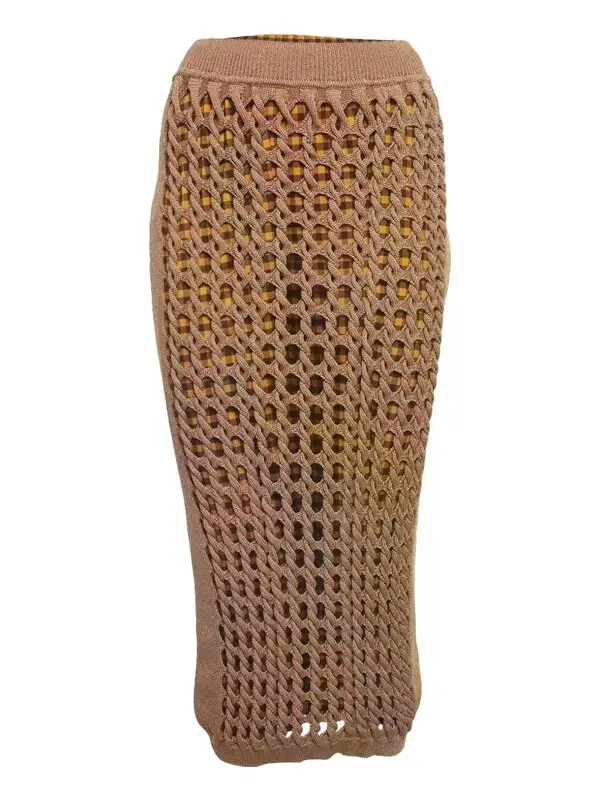 Fendi Openwork Aran-knit Midi Skirt - Neutrals