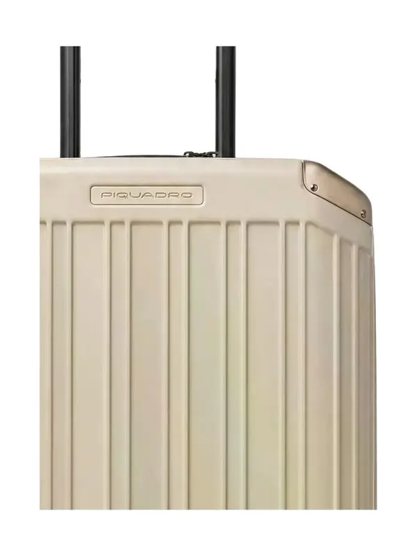 PIQUADRO Ribbed Suitcase With Logo Plaque - Neutrals