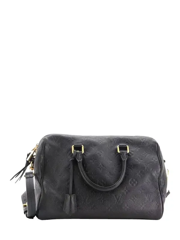LOUIS VUITTON Speedy Bandouliere Monogram Empreinte Leather 30 Satchel - Black