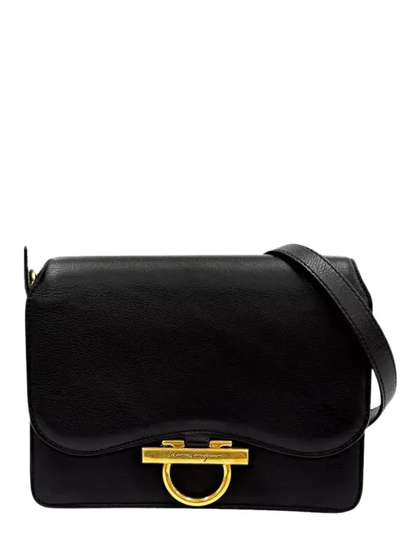 FERRAGAMO Joanne Gancini Crossbody Bag - Black