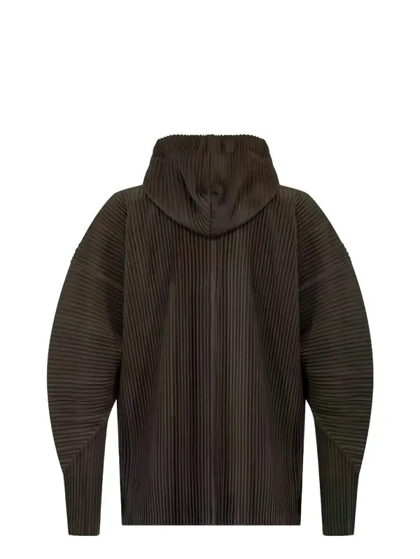 Issey Miyake Pleated Zip-up Hoodie - Green