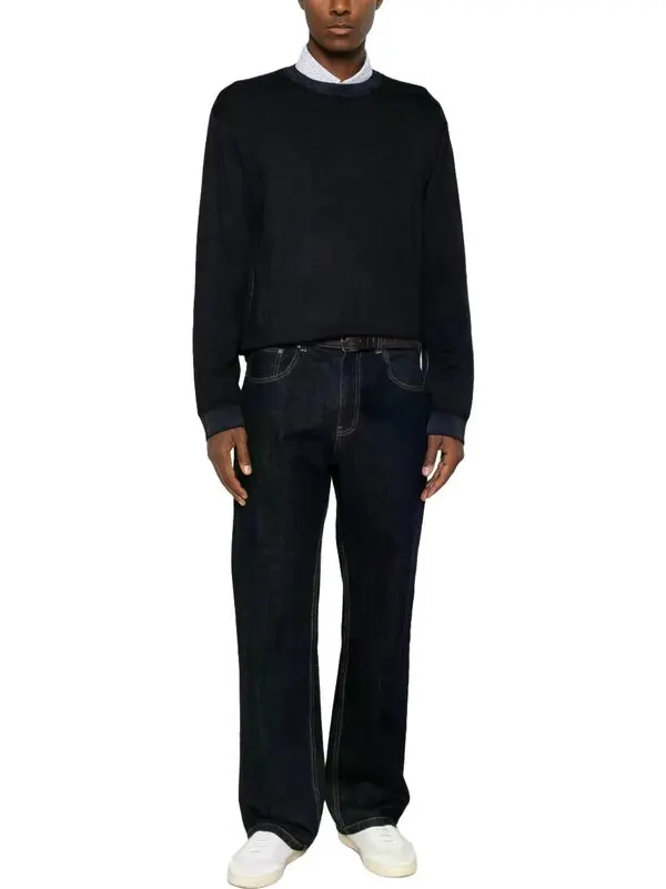 Emporio Armani Crew Neck Virgin Wool Sweater - Blue