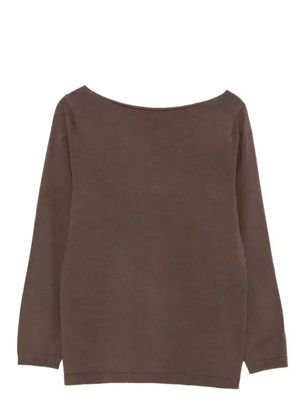 Alpha Studio Boat Neck Long Sleeve Knit - Brown