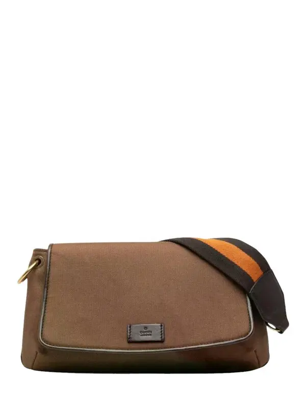 Gucci Canvas Web Shoulder Bag - Brown
