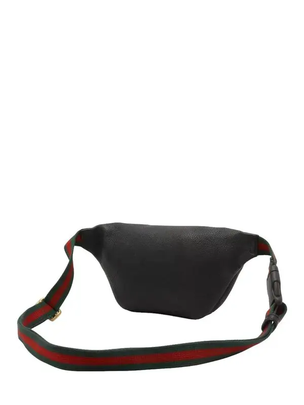 Gucci 2000-2015 Small Grained Calfskin Web Logo Belt Bag - Black