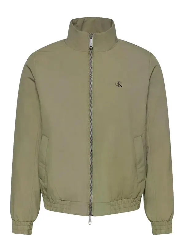 Calvin Klein High-neck Zip-up Jacket With Embroidered Logo - Green