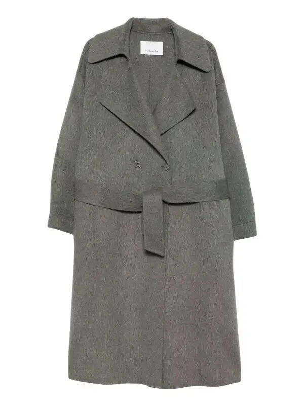 THE FRANKIE SHOP Double-breasted Belted Coat - Grey