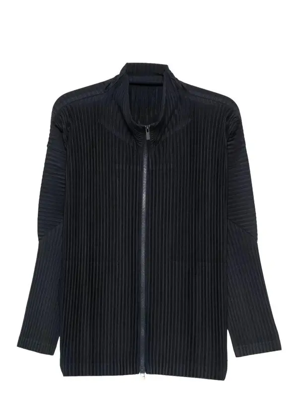 Issey Miyake Pleated Zip-up Cardigan - Blue