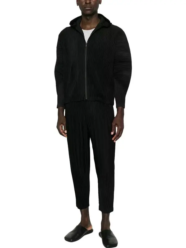 Issey Miyake Plissé Zip-up Hoodie - Black