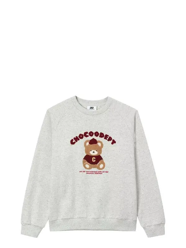 CHOCOOLATE Bear Patch Long Sleeve Sweatshirt - Grey