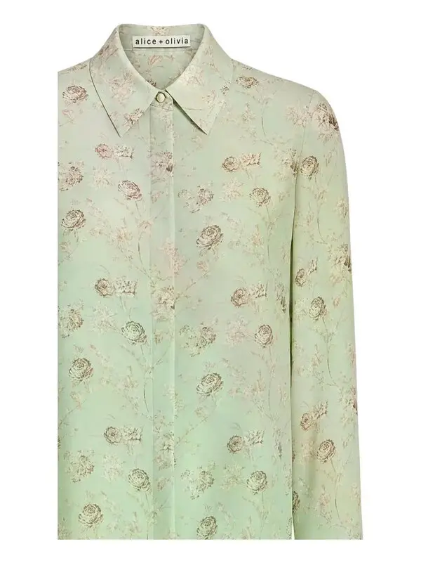Alice + Olivia Floral Print Silk-blend Blouse - Green
