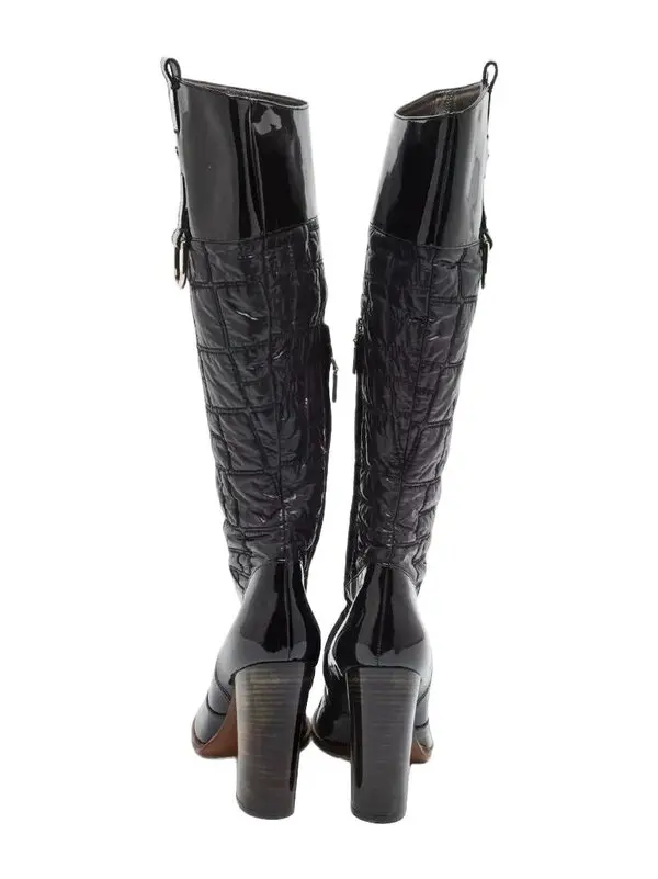 Dolce & Gabbana Quilted Patent Leather Knee High Boots - Black