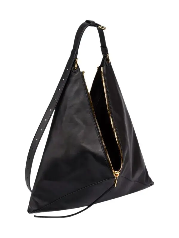 Moschino Triangle Leather Shoulder Bag - Black