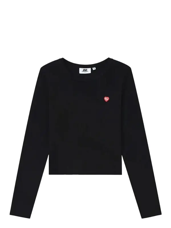 CHOCOOLATE Heart-patch Ribbed T-shirt - Black