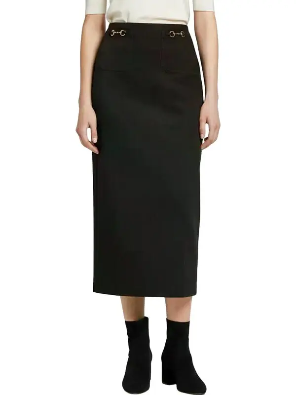 Gucci Midi Skirt With Horsebit Detail - Black