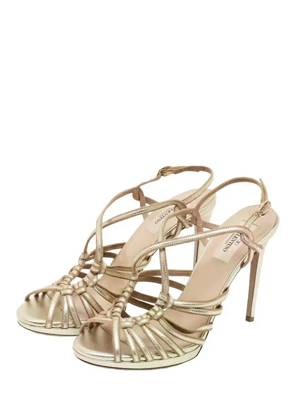 Valentino Garavani Tone Leather Strappy Stiletto Sandals - Gold