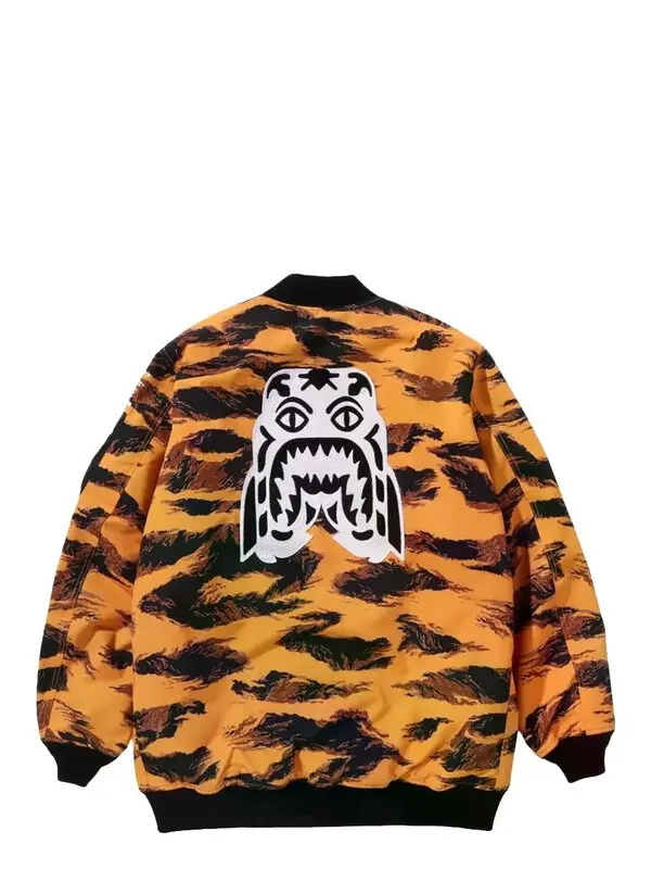 A BATHING APE Tiger Camo Long Ma-1 Bomber Jacket - Orange