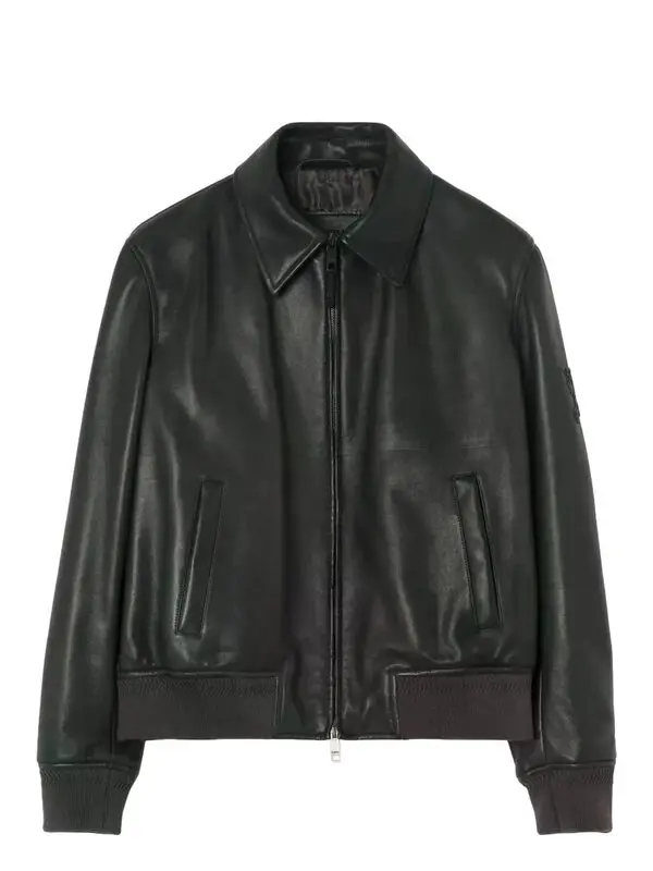 Burberry Leather Bloomsbury Bomber Jacket - Black