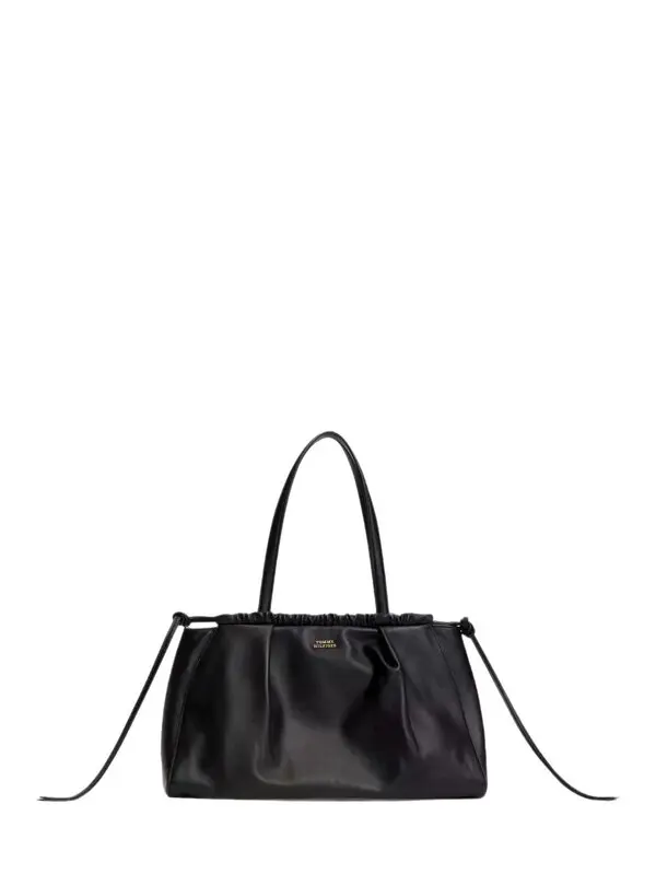 Tommy Hilfiger Ruched Trim Logo Plaque Tote Bag - Black