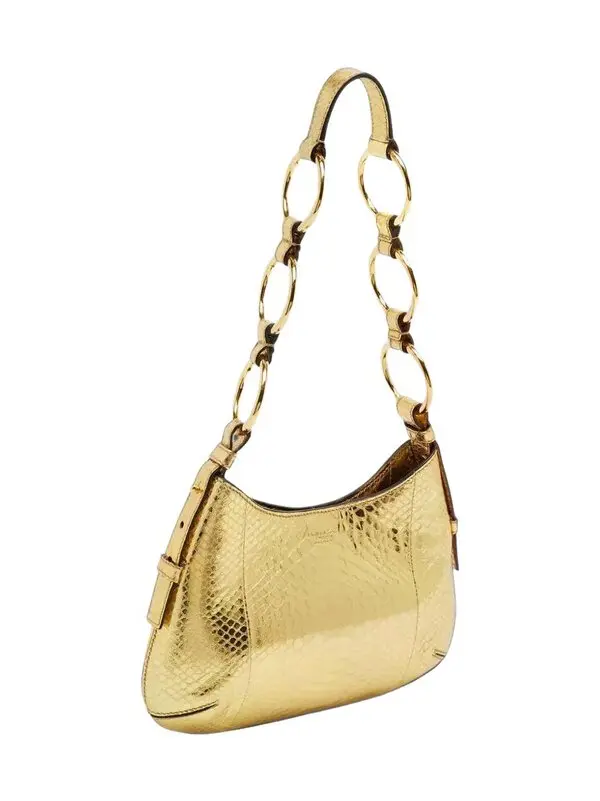 Michael Kors Bardot Python-embossed Shoulder Bag - Gold
