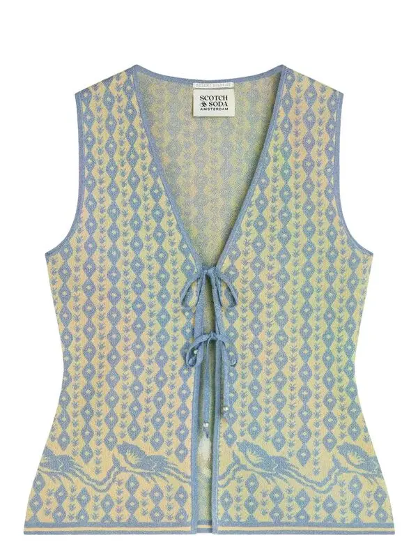 Scotch & Soda Geometric Pattern Tie-fastening Vest - Neutrals