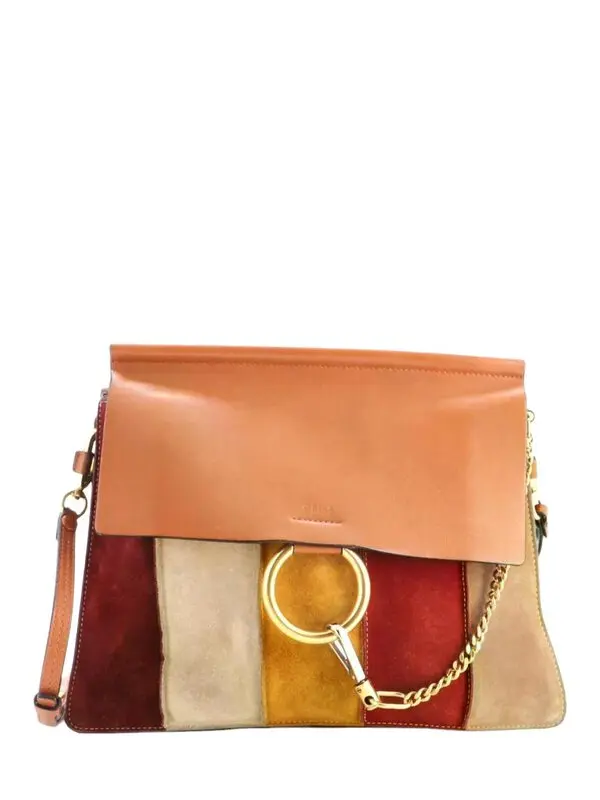 Chloé Faye Stitched Suede And Leather Medium Shoulder Bag - Brown