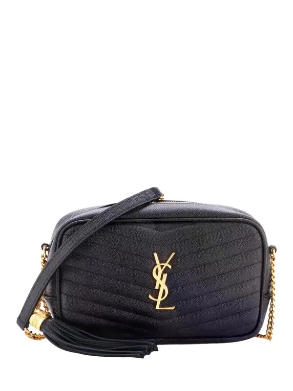Saint Laurent Lou Camera Bag Matelassé Chevron Leather Mini Crossbody Bag - Black