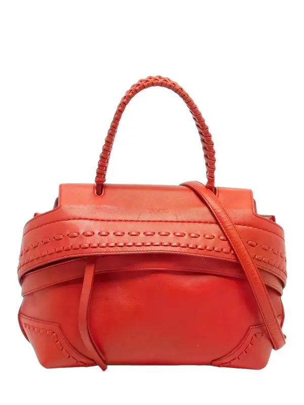 TOD'S Wave Braided Leather Tote Bag - Red