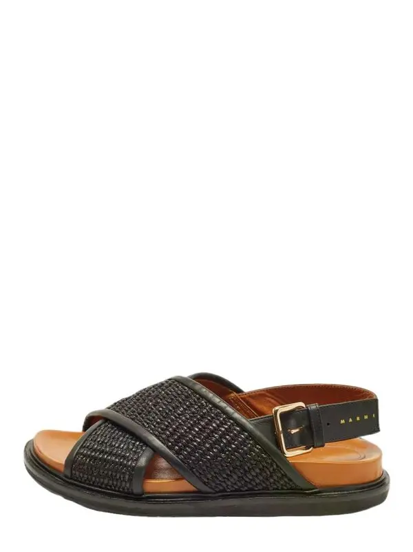 Marni Fussbett Woven Leather Sandals - Black