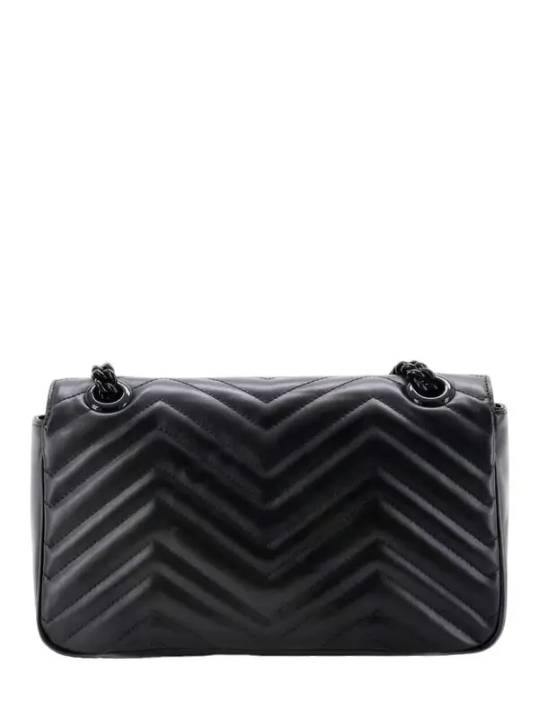 Gucci Gg Marmont Flap Bag Matelasse Leather Small Crossbody Bag - Black