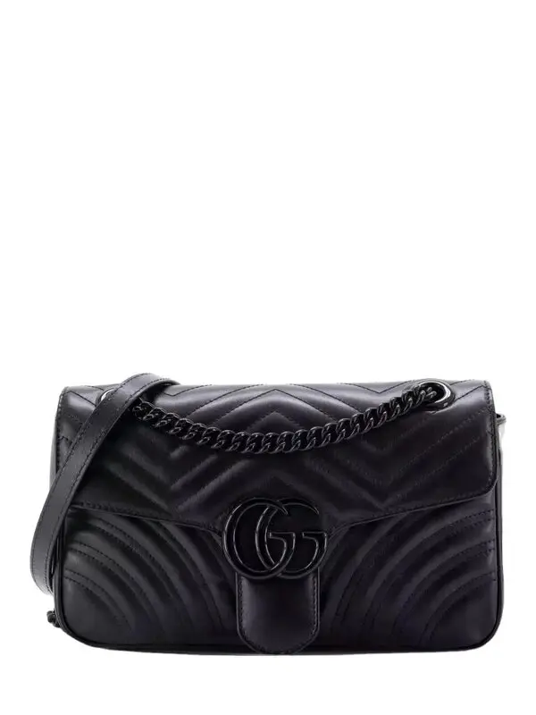 Gucci Gg Marmont Flap Bag Matelasse Leather Small Crossbody Bag - Black