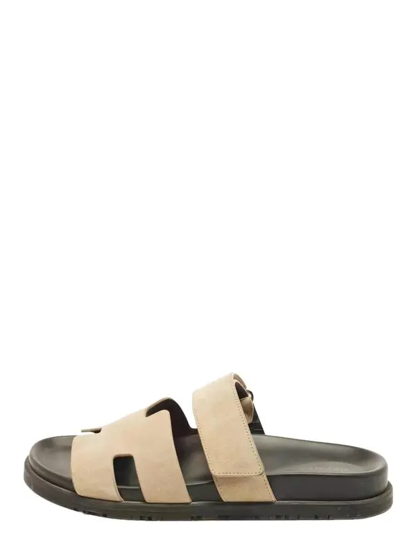 Hermès Chypre Suede H Strap Sandals - Neutrals
