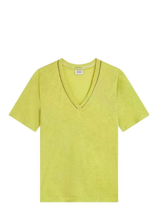 Scotch & Soda V-neck Open-knit T-shirt - Green