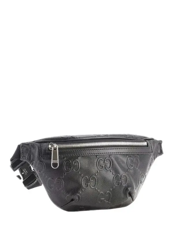 Gucci Gg Embossed Perforated Leather Small Belt Bag - Black