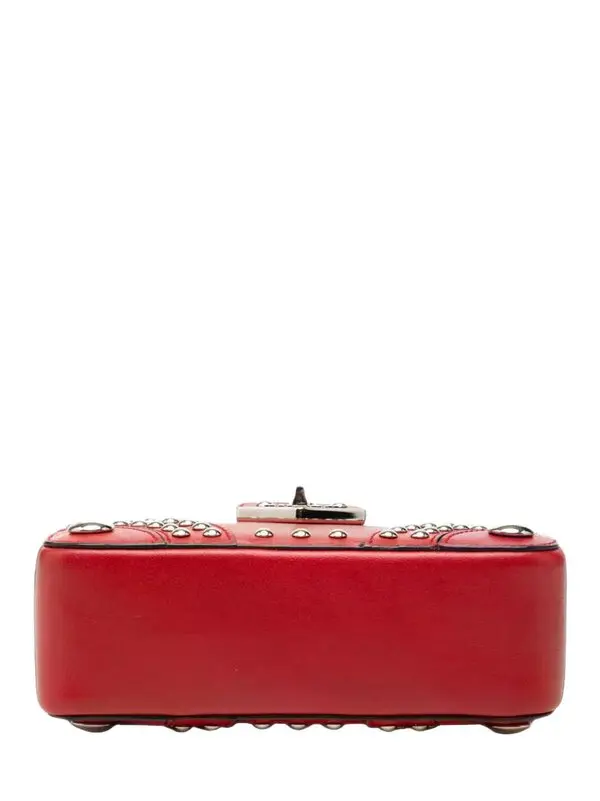 Prada City Calfskin Studded Elektra Turn Lock Clutch Bag - Red
