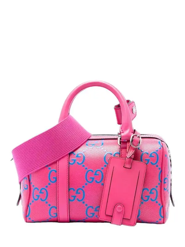 Gucci Mini Jumbo Gg Perforated Leather Duffle Bag Satchel - Pink