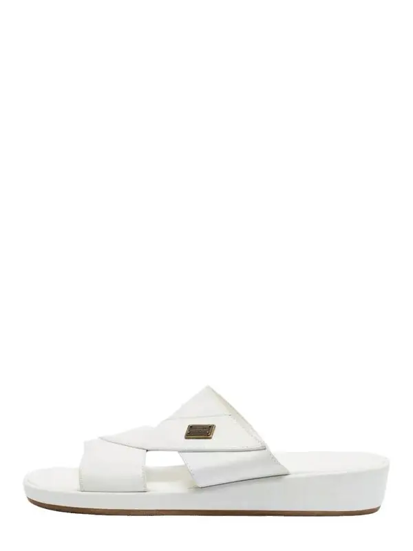 Dolce & Gabbana Masaccio Plaque Slide Sandals - White