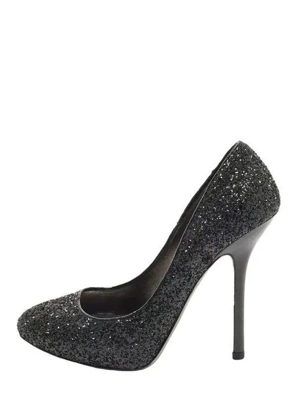 Miu Miu Glitter Round-toe Pumps - Black