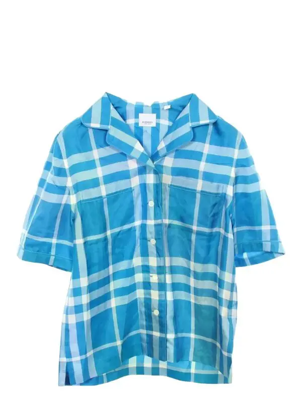 Burberry Check Pattern Short Sleeve Shirt - Blue