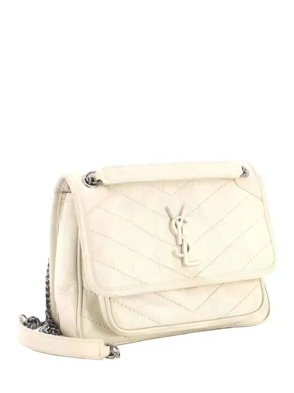 Saint Laurent Niki Chain Flap Bag Matelasse Chevron Leather Baby Shoulder Bag - Neutrals