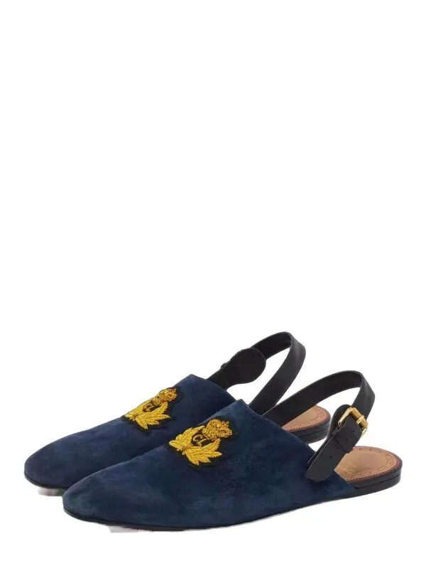 CHRISTIAN LOUBOUTIN Embroidered Slingback Mules - Blue