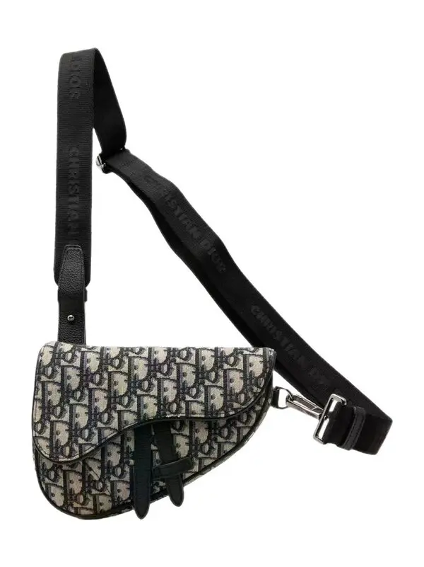 Dior 2020 Mini Oblique Canvas Saddle Belt Bag Satchel - Blue