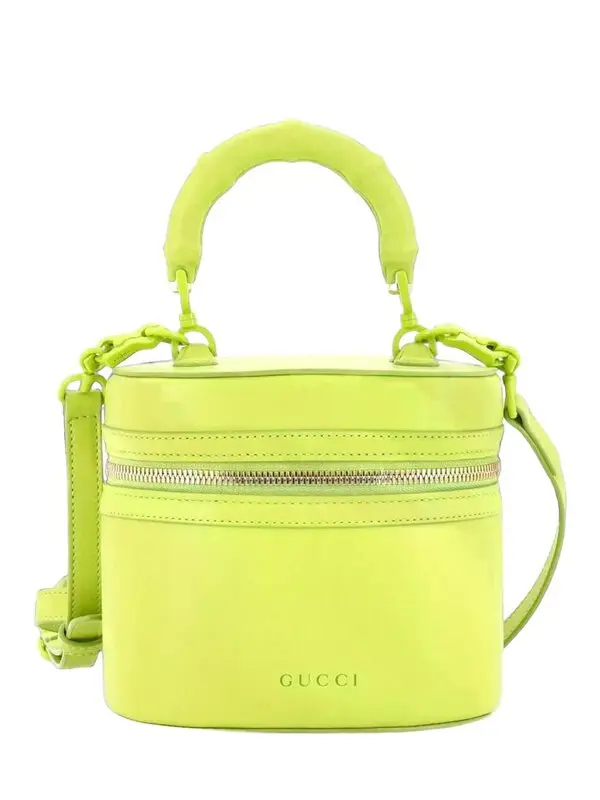 Gucci Bamboo Top Handle Leather Mini Shoulder Bag - Green