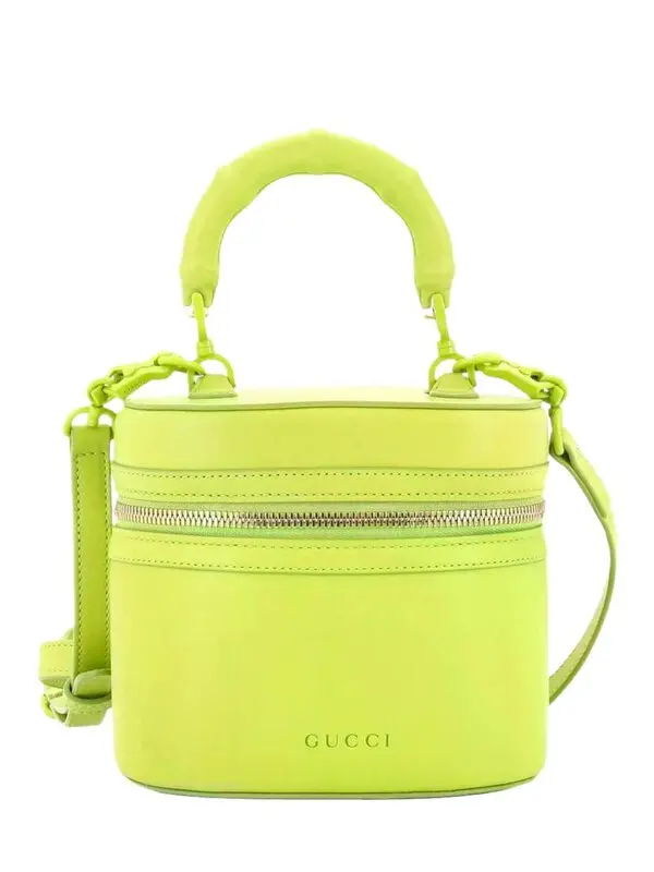 Gucci Bamboo Top Handle Leather Mini Shoulder Bag - Green