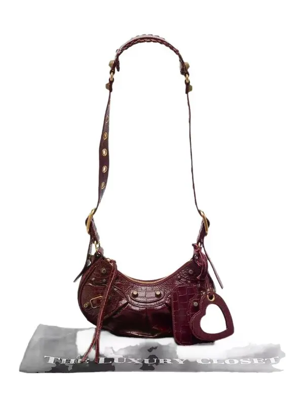 Balenciaga Le Cagole Croc-embossed Shoulder Bag - Red