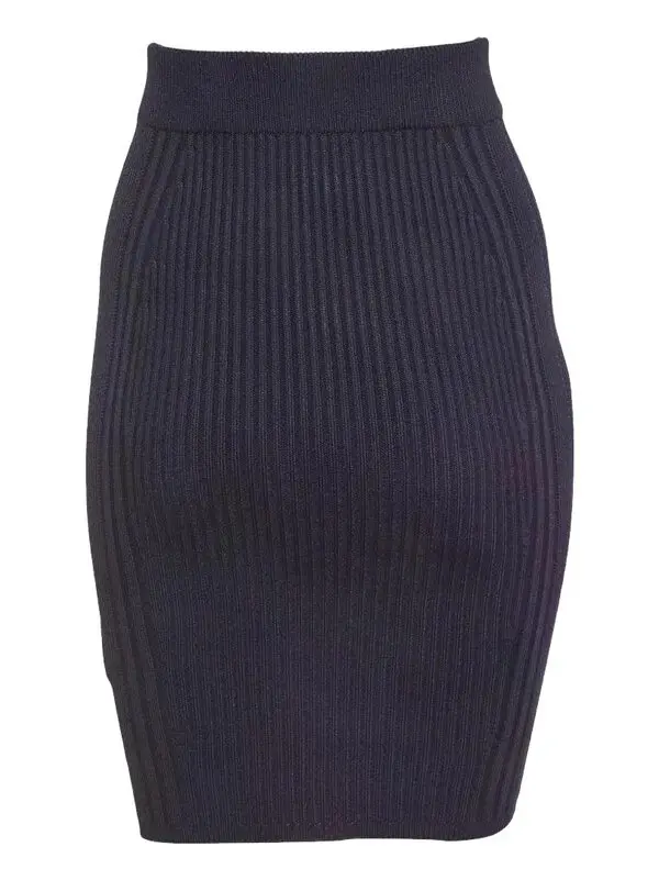 Balmain Ribbed-knit Pencil Mini Skirt - Blue