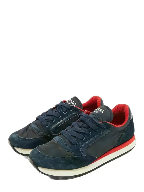 Prada Paneled Lace-up Low-top Sneakers - Blue